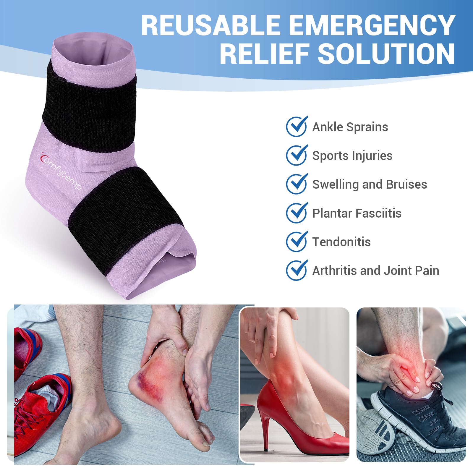 Snapklik.com : Comfytemp Large Ankle Foot Ice Pack Wrap For Plantar ...