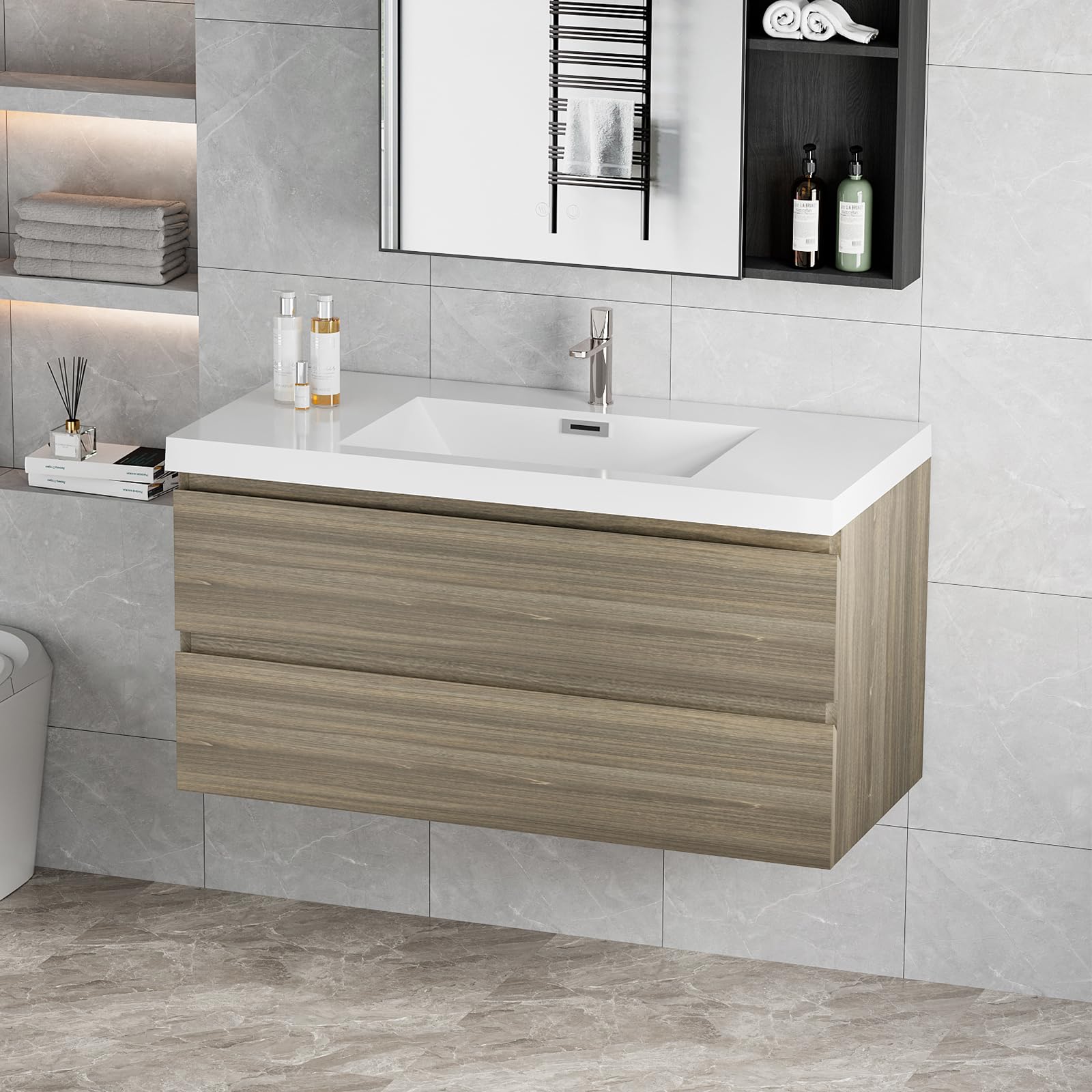 Amazon.com: Floating Vanity Bathroom, 42 Inch Bathroom Vanity with Sink ...