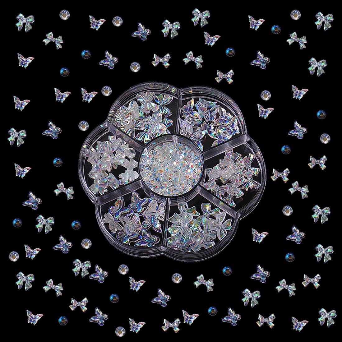 Amazon.com: qiipii 300pcs Transparent Heart Nail Charms, 3D Mixed Size ...