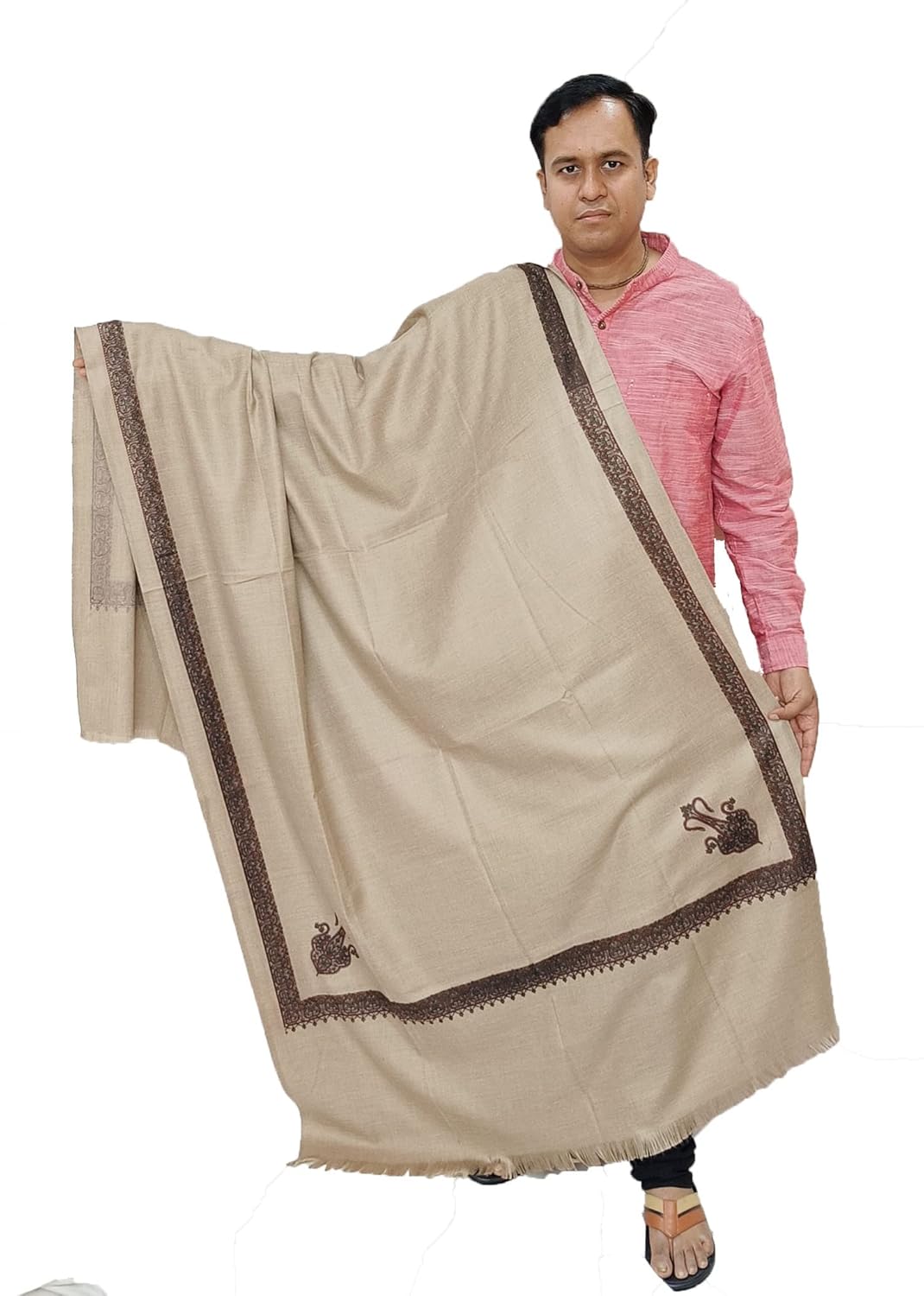 Buy Sprha Kashmiri traditional dushala printed wool fabric warm Men's ...