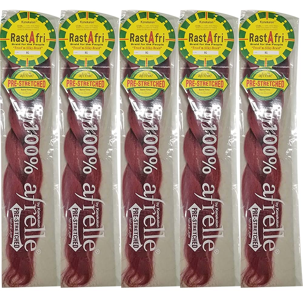 Amazon.com : RastAfri Pre-Stretched Silky Braiding Hair (5 Single Packs ...