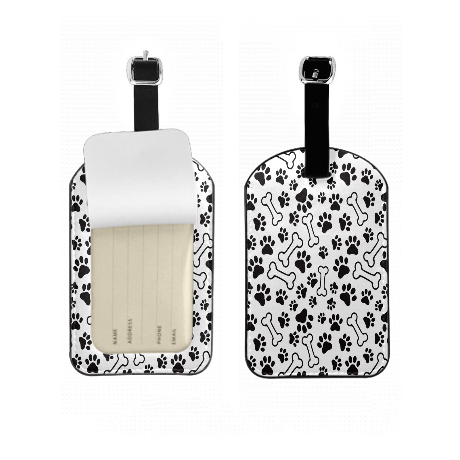 Amazon.com: Zoczos Pets Paw Footprints Luggage Tag with Name ID Card ...