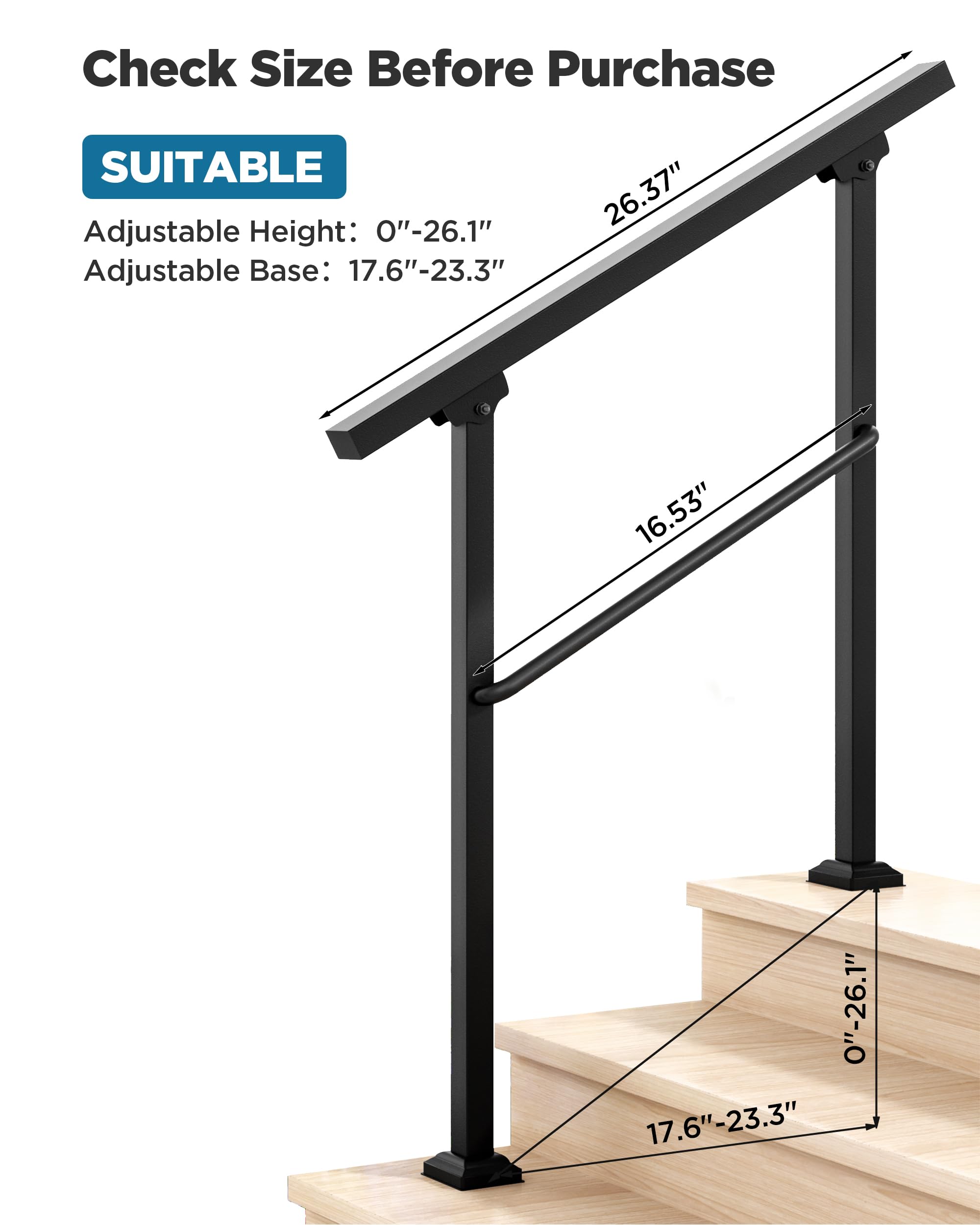 Snapklik.com : Hand Rails For Outdoor Steps, 3 Step Handrail