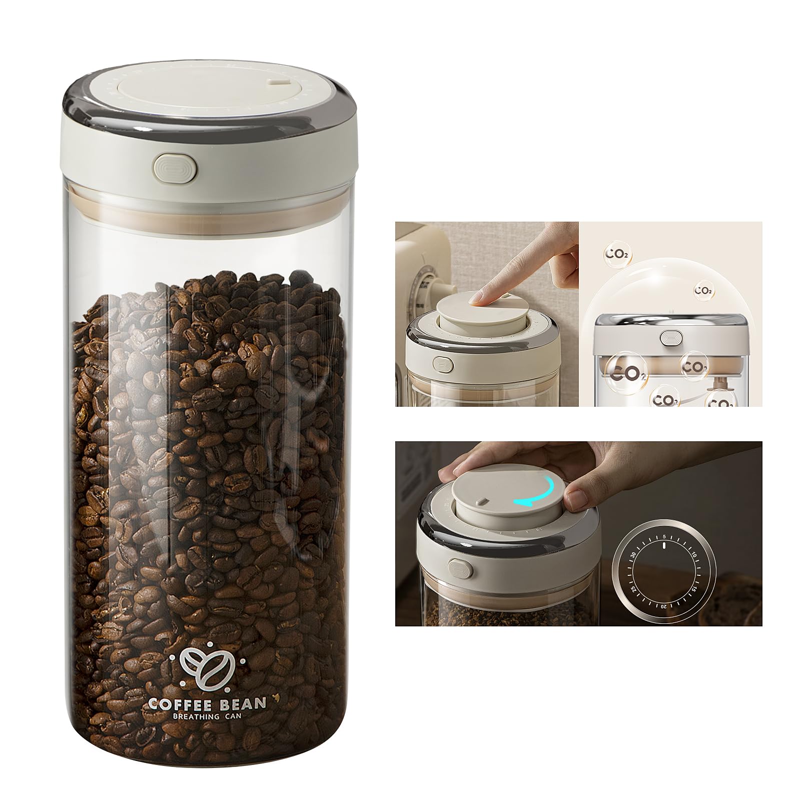 Amazon.com: stackbear Coffee Canister with Premium Glass - Airtight ...
