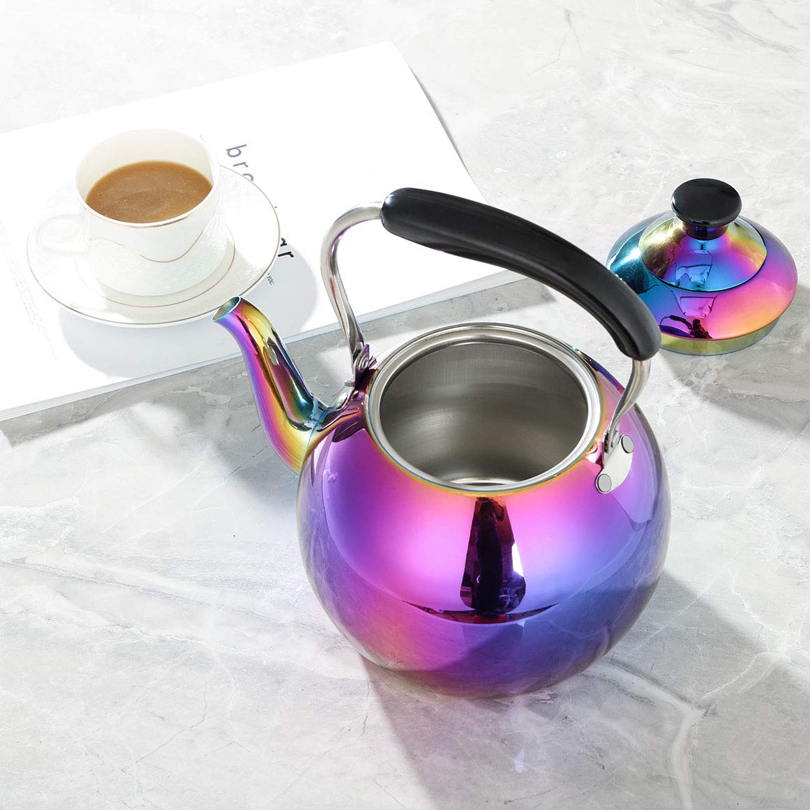 Snapklik.com : Whistling Tea Kettle Stainless Steel Rainbow Teapot 2.5 ...