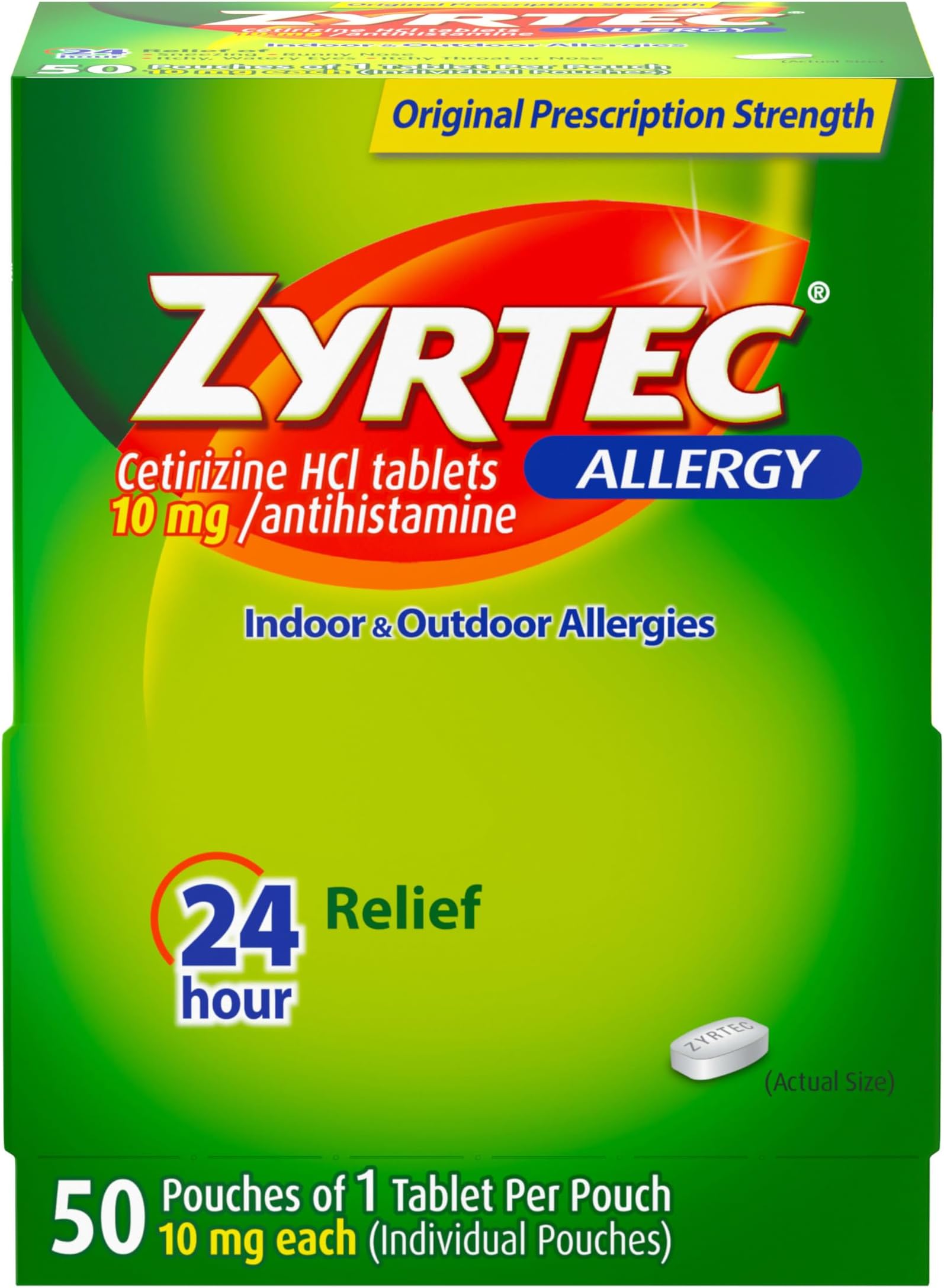 Amazon.com: Zyrtec 24 Hour Allergy Relief Tablets, Individually Wrapped ...