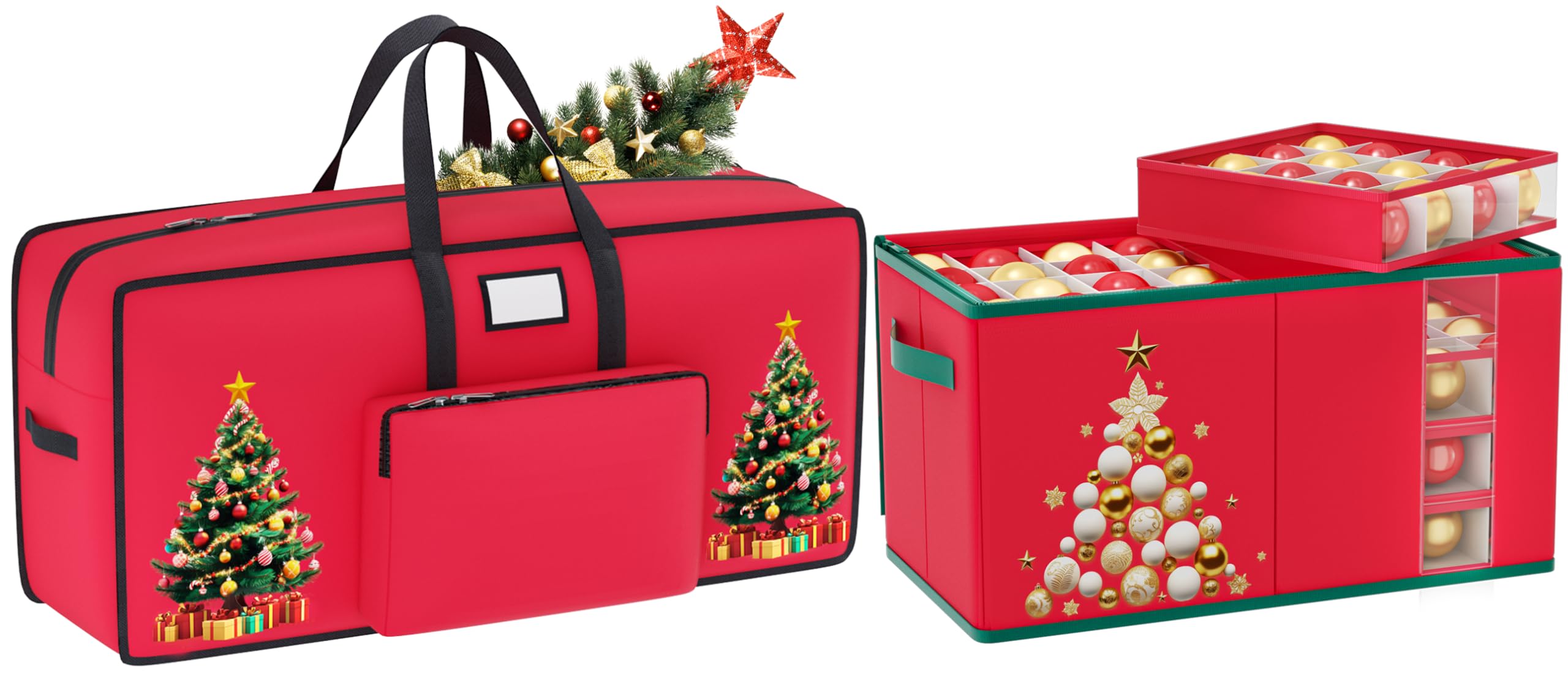 Amazon.com: Christmas Ornament Storage Box Christmas Tree Storage Bag ...