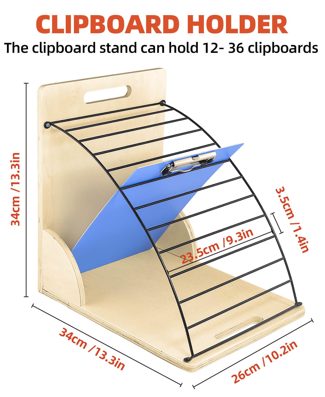 Snapklik.com : KuroShine Wood Clipboard Holder Stand Organizer: 12 ...