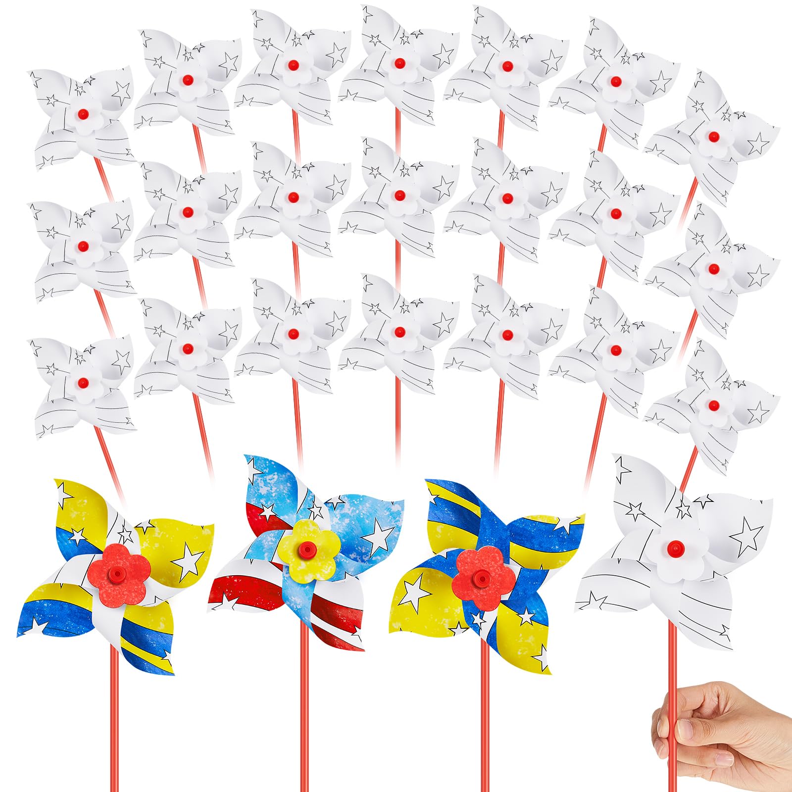 Amazon.com: 50 Pcs DIY Pinwheels Craft White Blank Paper Pinwheels ...