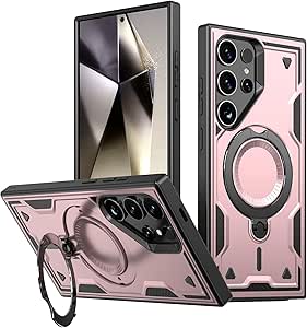 Asdsinfor Case for Samsung Galaxy S25 Ultra, Rotatable Ring with Stand, Compatible with MagSafe ...