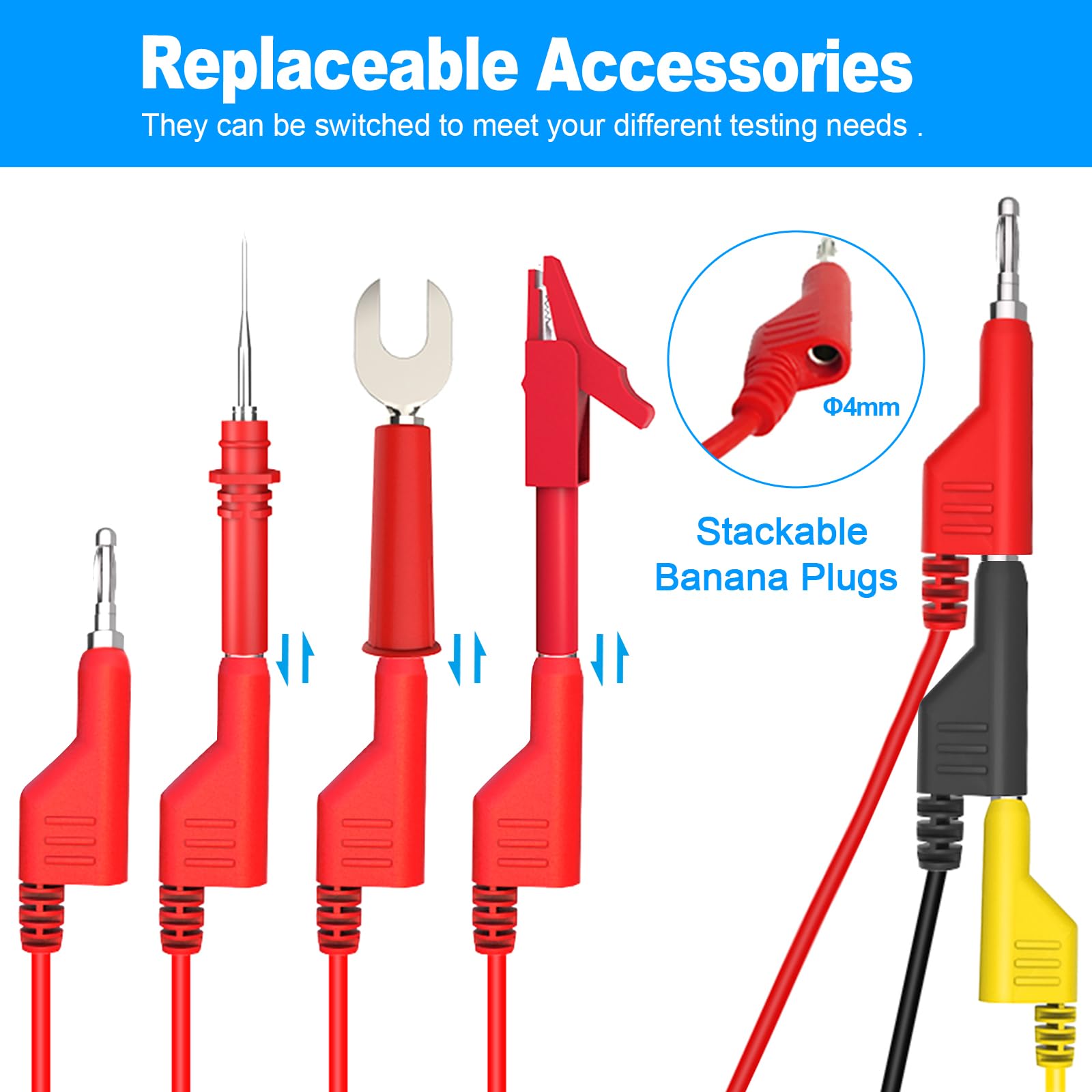 Snapklik.com : Col-Pary 4mm Banana Plug Test Lead Wire Cables,30PCS ...