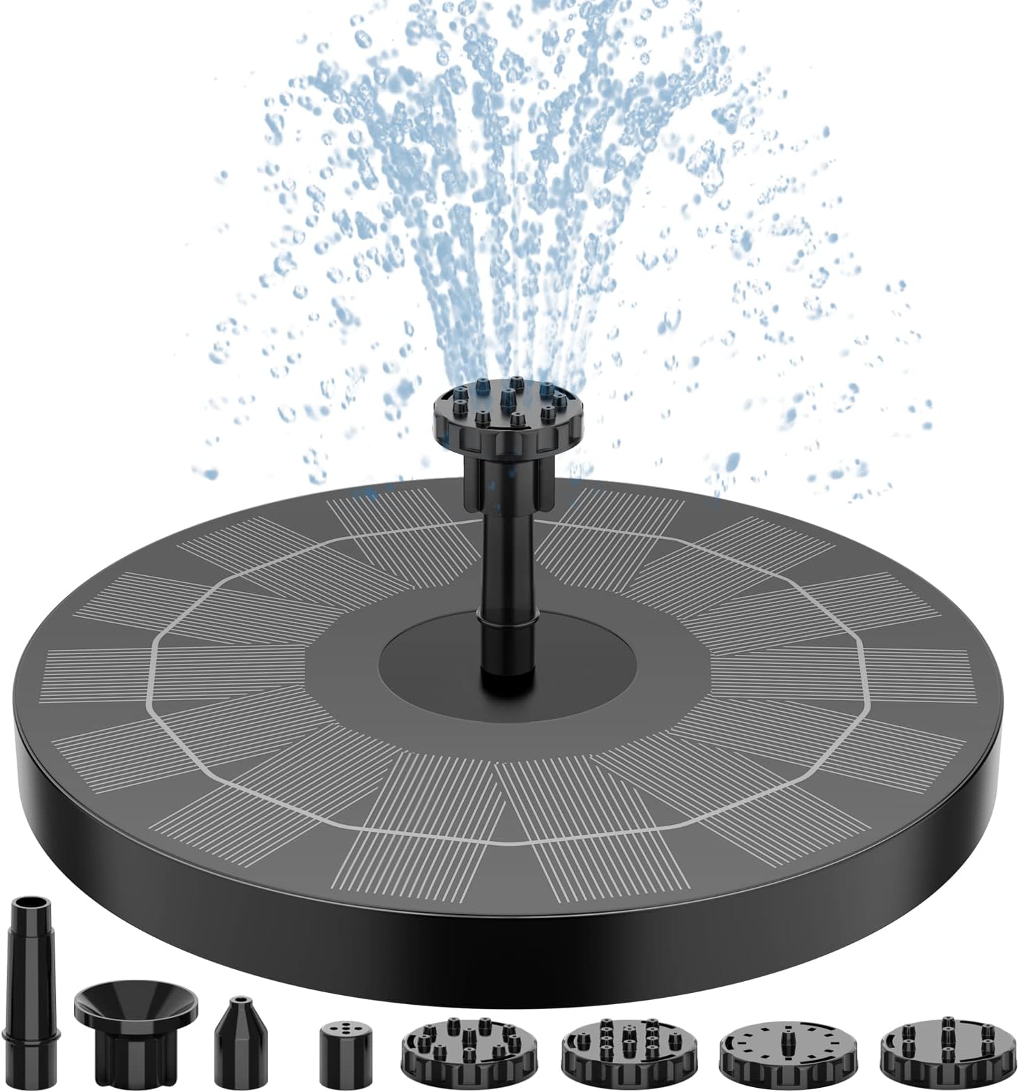 Bomba de Fuente Solar de 1.4W, Fuentes Solares para Jardin 4 Boquilla ...