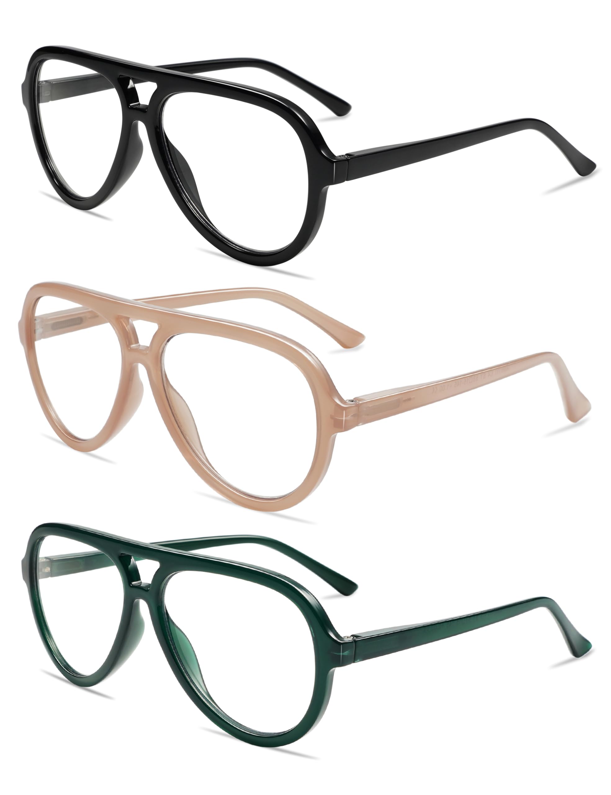 Snapklik.com : AMOMOMA 3 Pack Retro Oversized Aviator Reading Glasses ...
