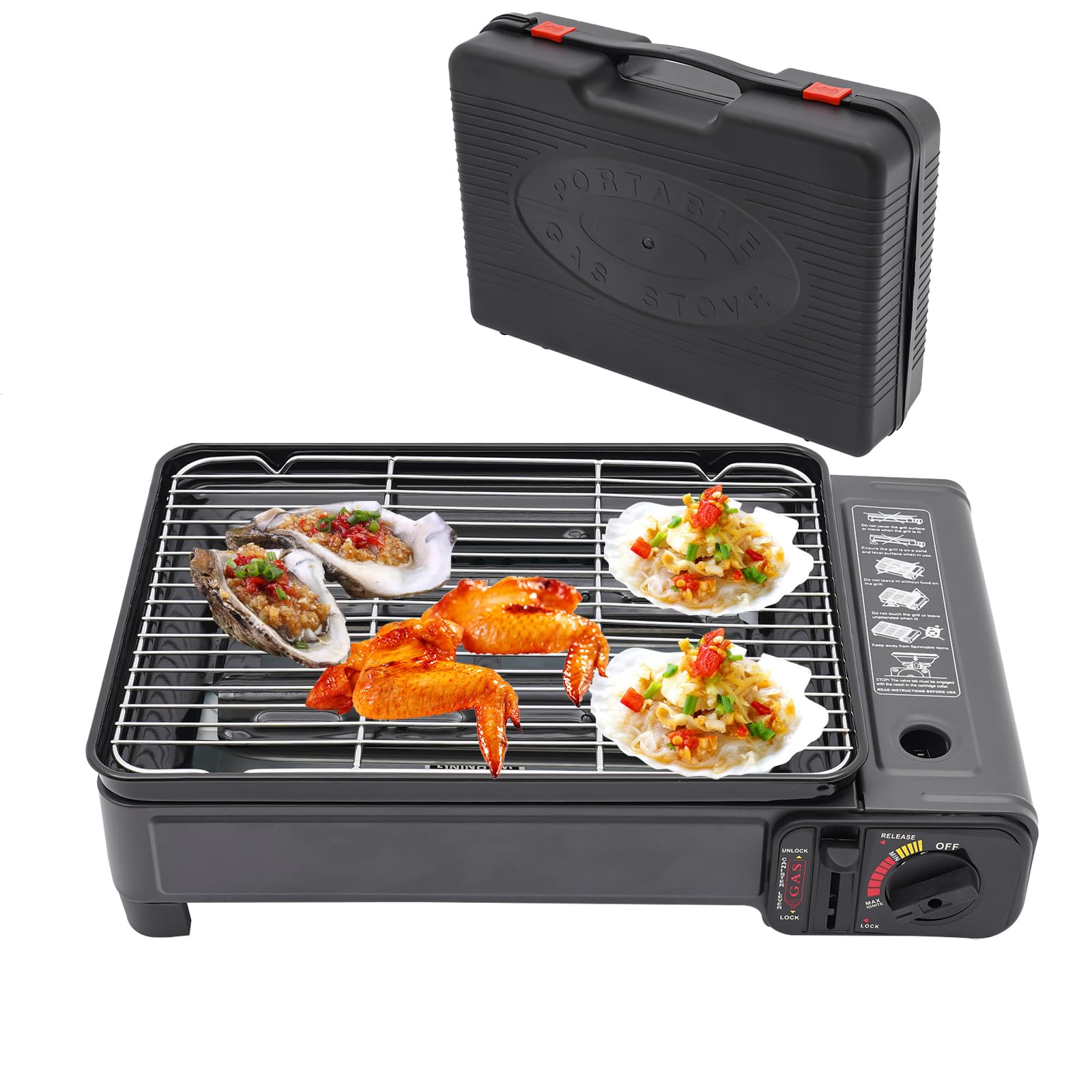 Amazon.com: Portable Butane Gas Grill,Tabletop BBQ Grill,Adjustable ...