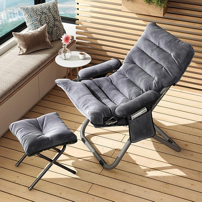 Amazon.com: CMFTGDS Lazy Chair with Ottoman, Foldable Modern Lounge ...
