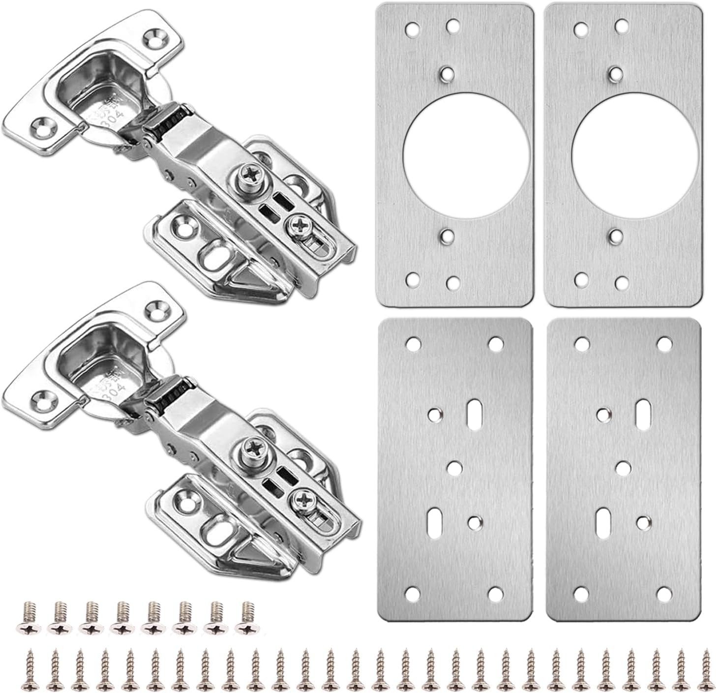 4Pack Cabinet Hinge Repair Plate with 2Pack Full Overlay Soft Closing ...