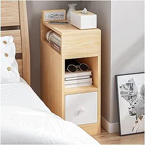 Amazon.com: POCHY Bedside Table Wooden 25cm End Table Narrow Nightstand ...