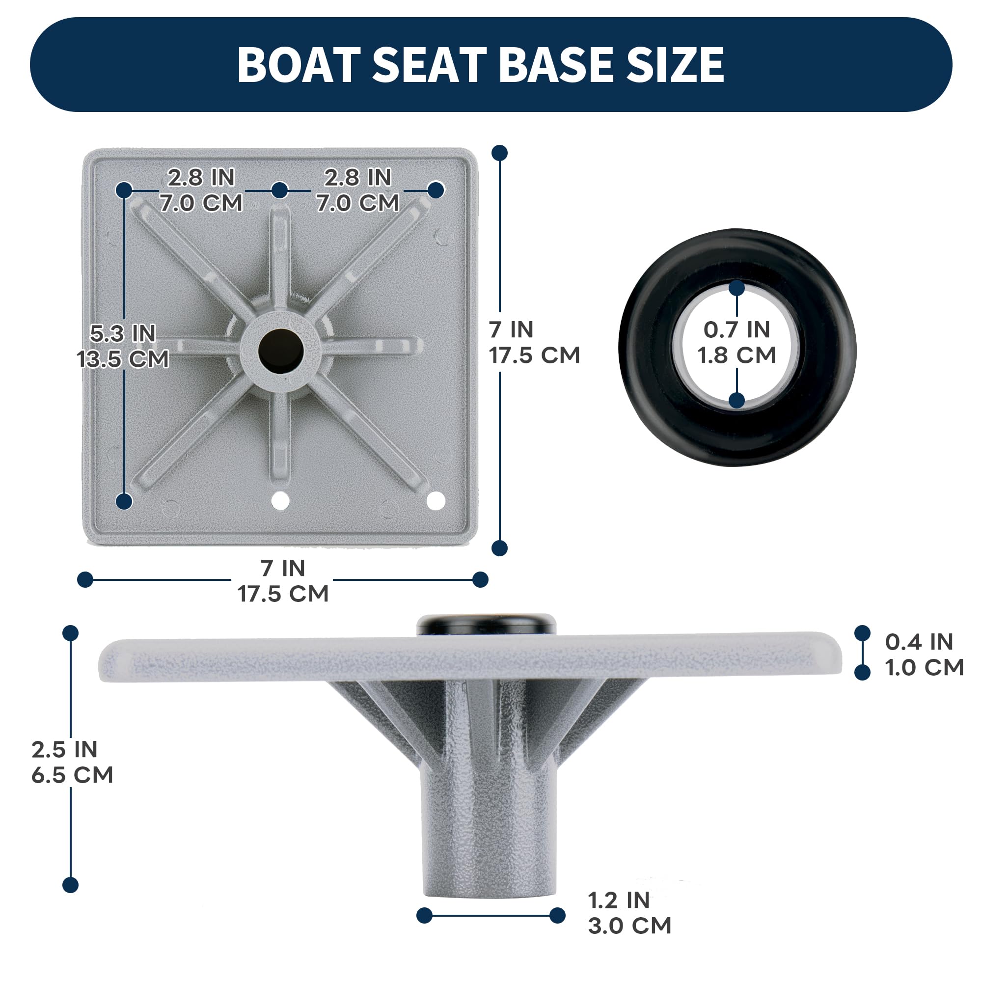 Boat Seat Pedestals And Bases 7in X 7in Boat Seat Base, Heavy Duty ...