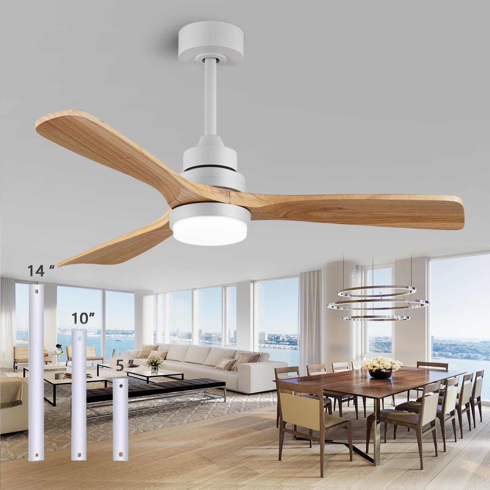 Amazon.com: 48" wooden ceiling fan with lighted remote control, indoor ...