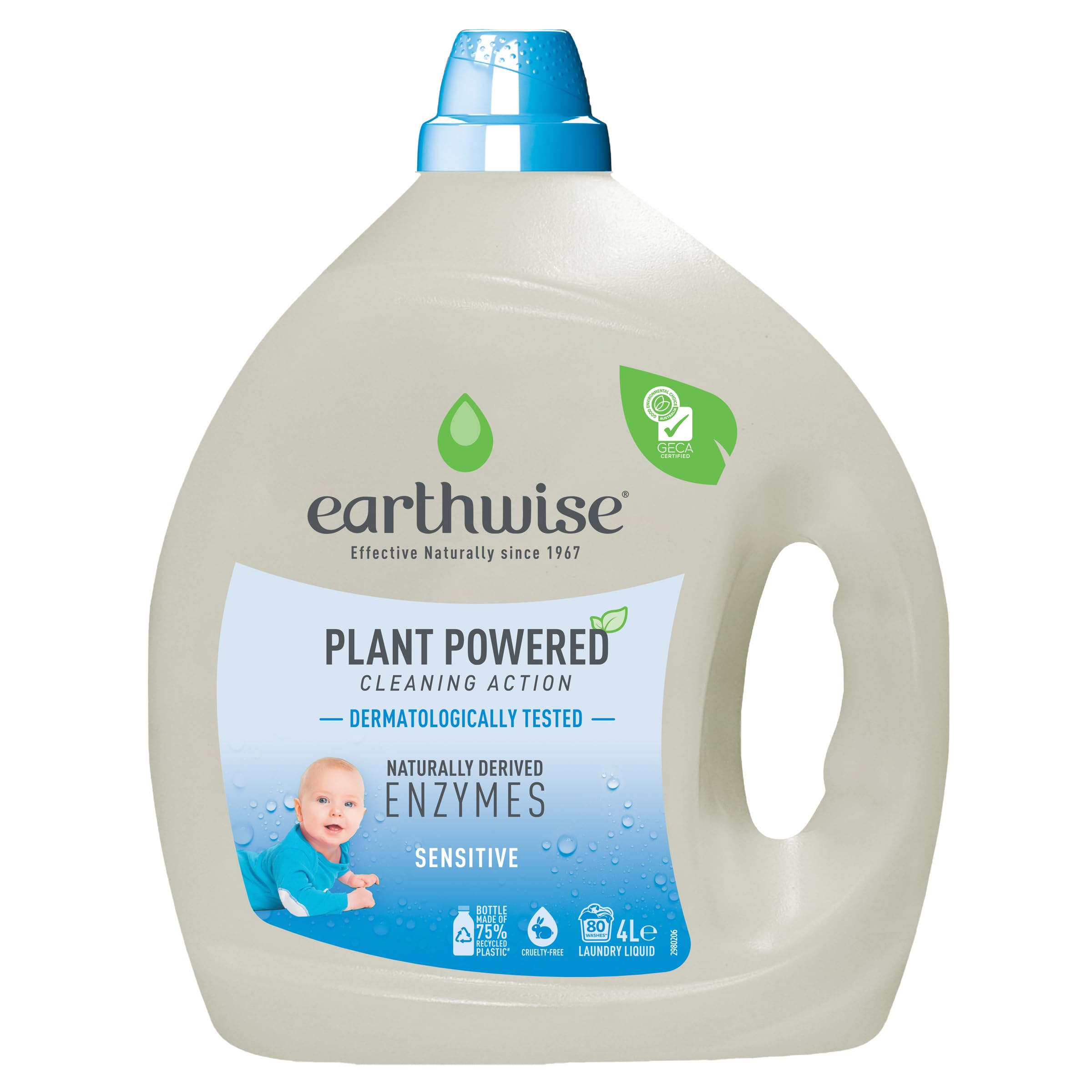 Earthwise Sensitive Laundry Washing Detergent Liquid 4L, 80 Washloads ...