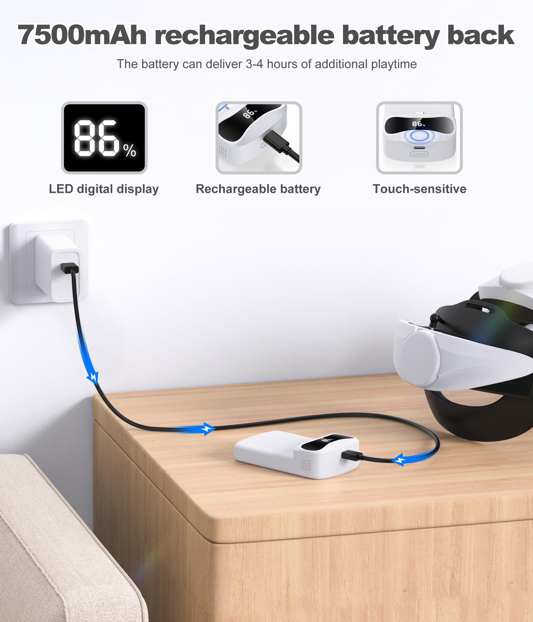 Snapklik.com : KawayeReal 7500mAh Battery Pack For Meta Quest 3/3S/2 ...