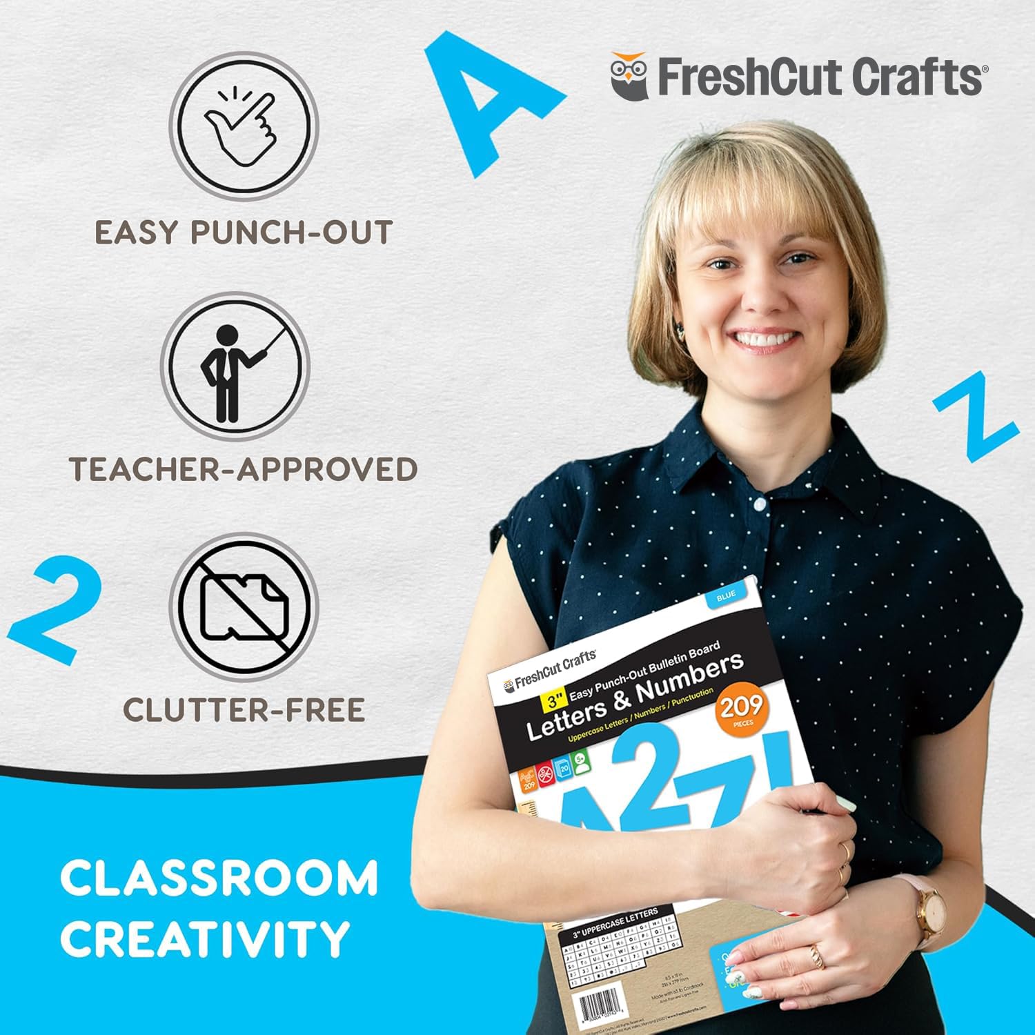 Snapklik.com : 209 Pcs 3" Blue Bulletin Board Letters & Numbers ...