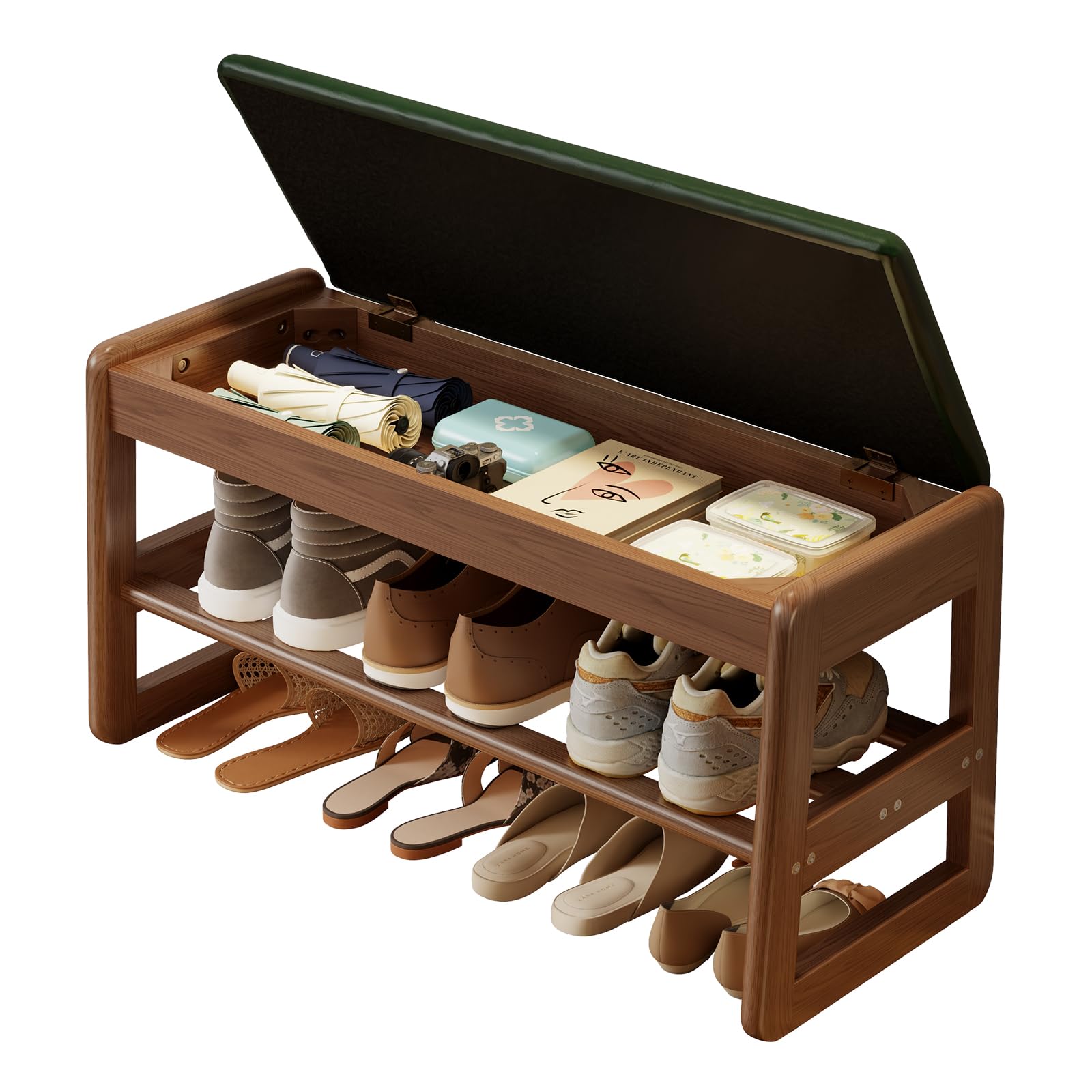 Amazon.com: KASLANDI Small Shoe Bench with Lift Top Storage,2 Tiers ...