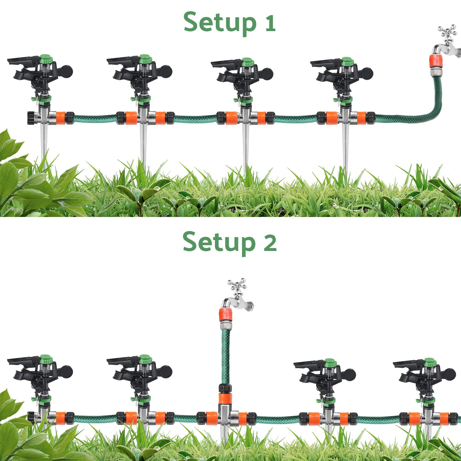 Pulsating Sprinklers with Metal Spike, Adjustable Rotating Impact ...
