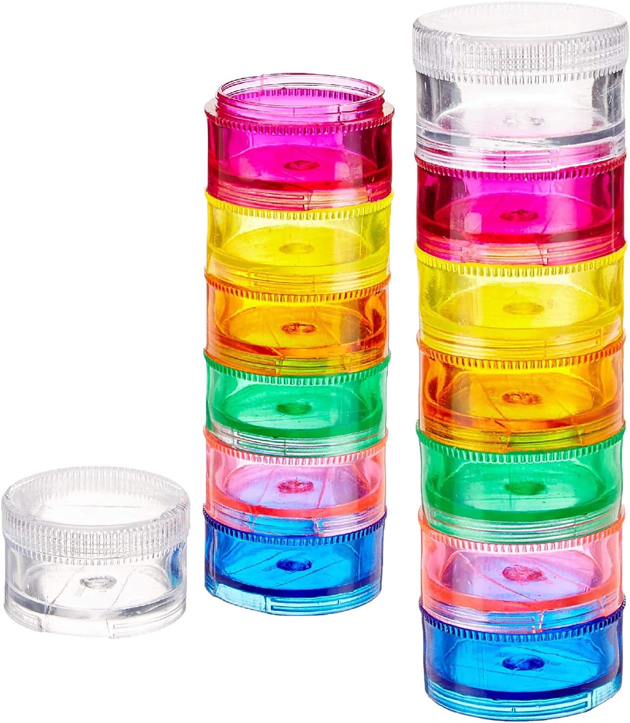 Amazon.com: 2 Pack Rainbow 7 Day Stackable Pill Organizer case Tower ...