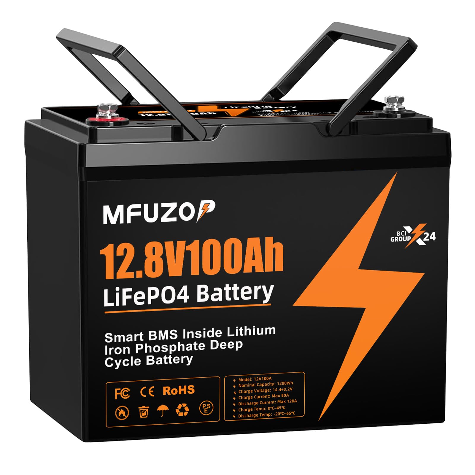 MFUZOP 12V 100Ah BCI Group 24 LiFePO4 Lithium Battery Instruction Manual