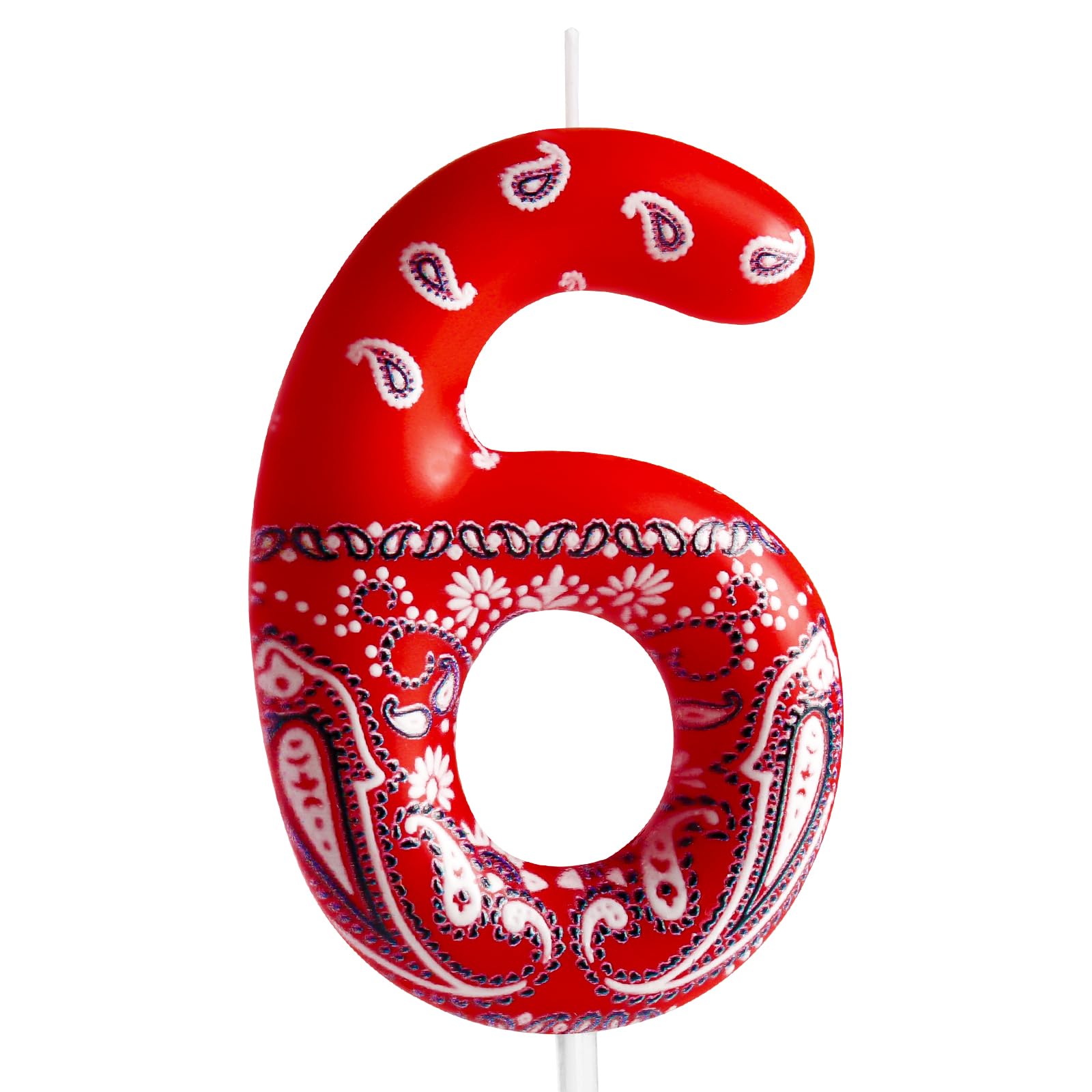 Amazon.com: FUNCANDLE Red Birthday Number 6 Candles,Red Paisley Number ...
