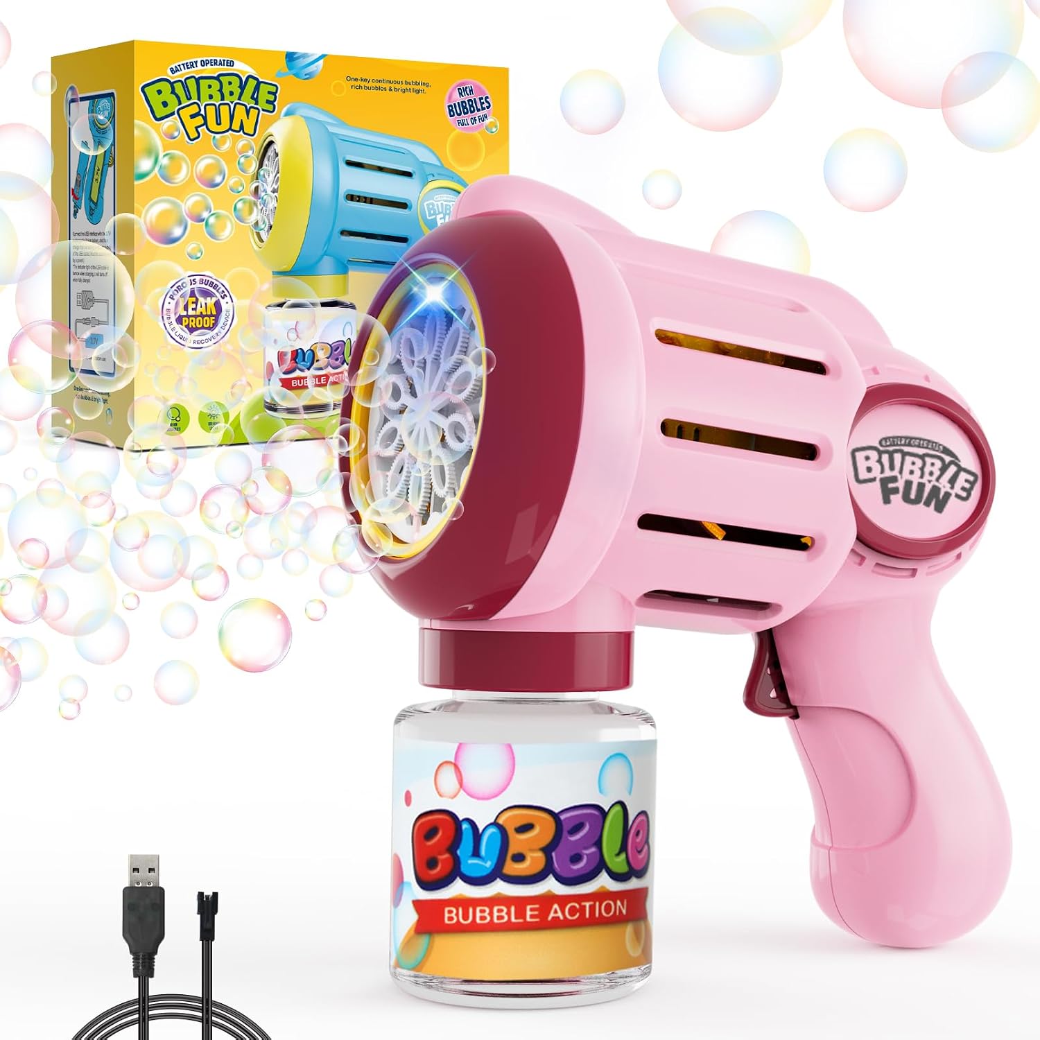 Panacare Bubble Gun Kit, Bubble Gun with Battery and Bubble Solution ...