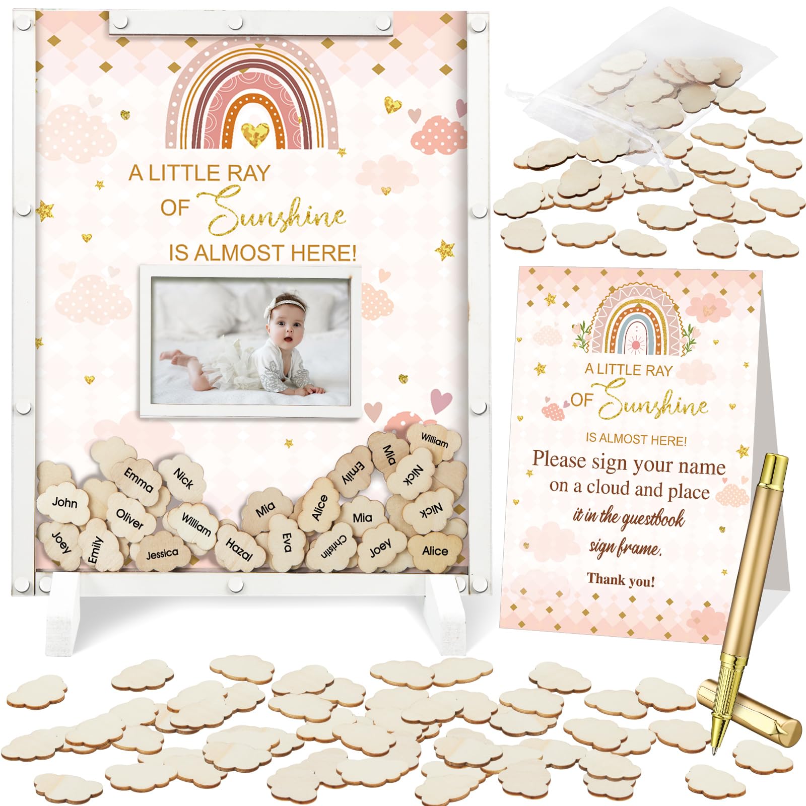 Amazon.com: Thyle 65 Pcs Baby Shower Guest Book Alternative He or She ...