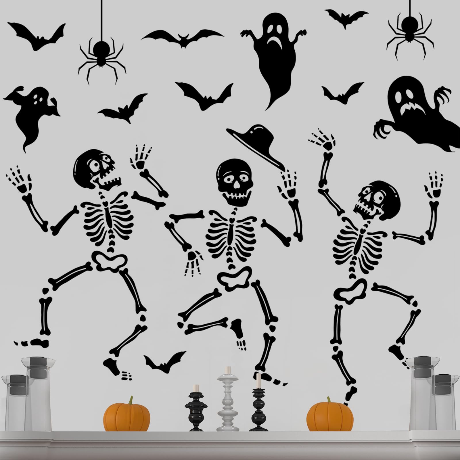 Amazon.com: ReliThick Halloween Skeleton Wall Decal Halloween Wall ...