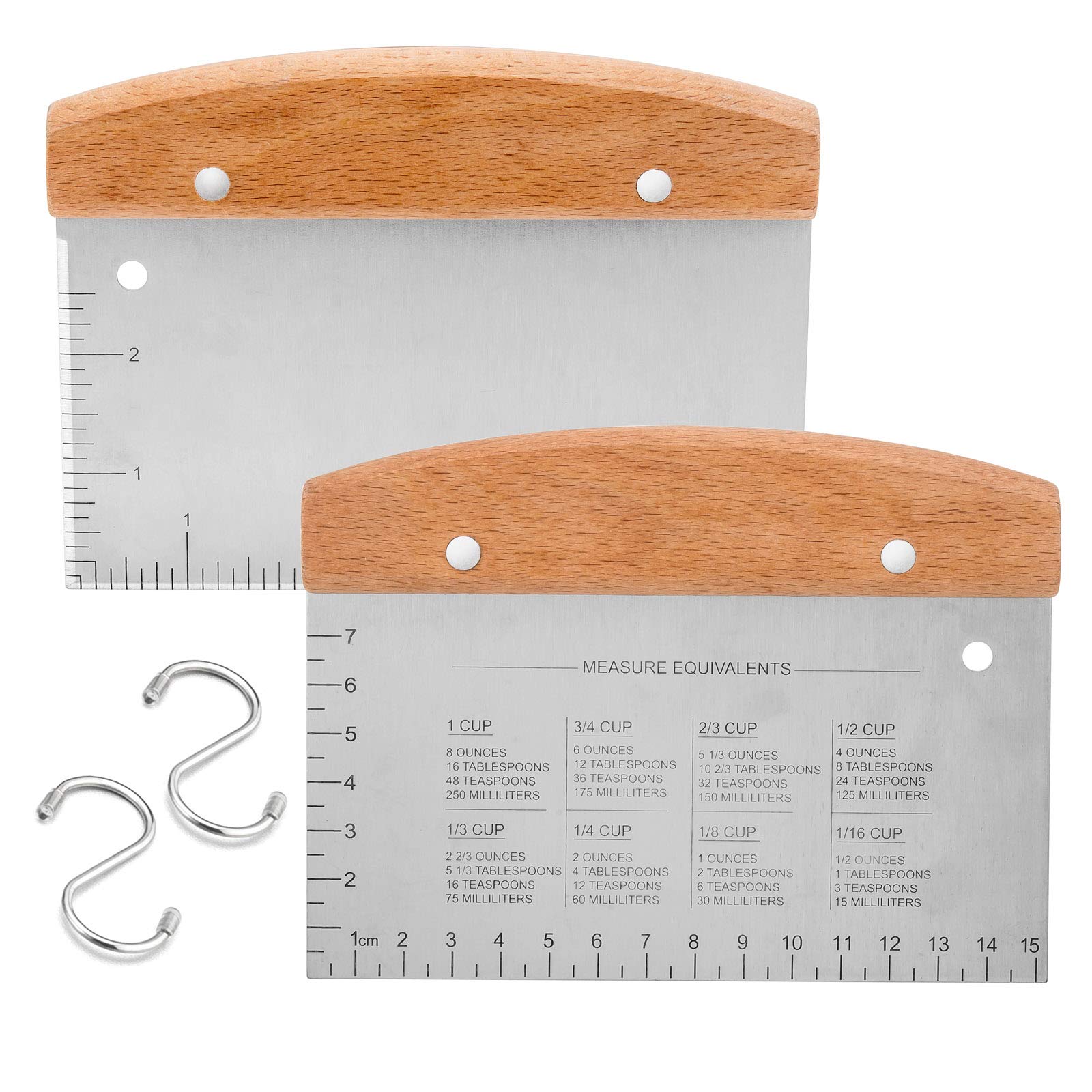 Amazon.com: Bench Scraper Set of 2, HaSteeL Metal Dough Scraper Cutter ...