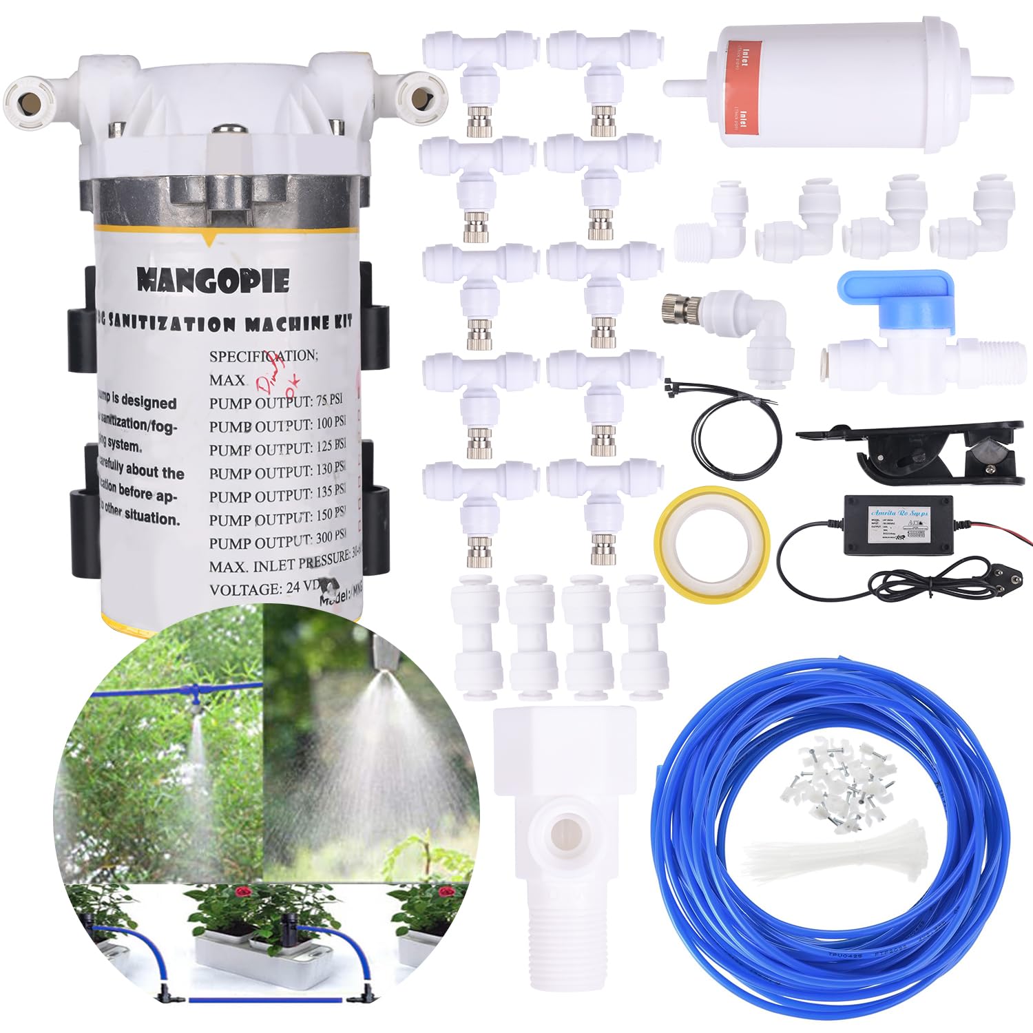GIGAWATTS Misting Cooling System with 50Ft Hose Pipe 11 Nozzles & 8 ...