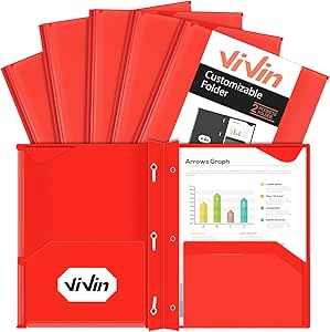 Amazon.com : ViVin Plastic Folders with Prongs, Heavy Duty 2 Pockets Folder, Clear Front Pocket ...
