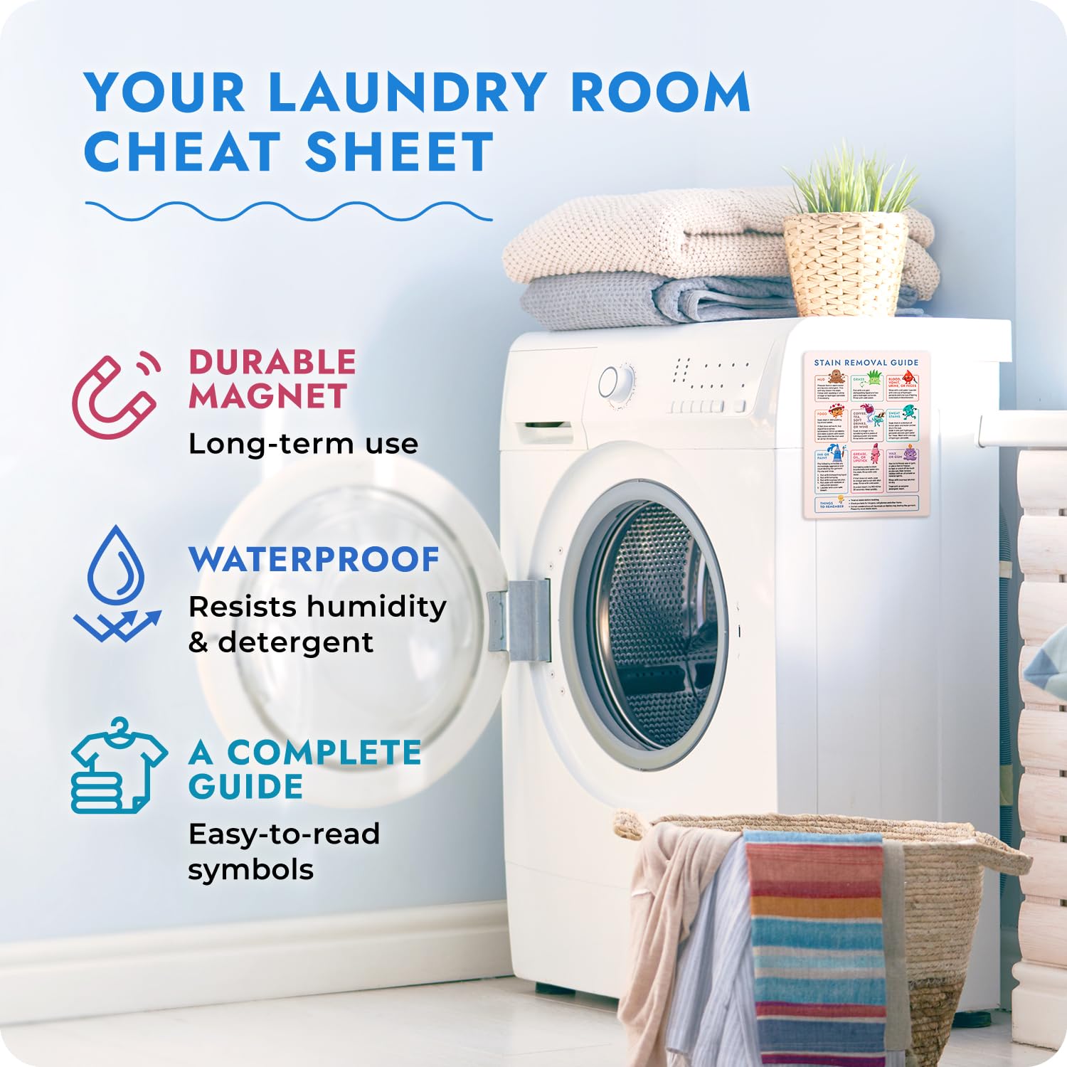 Snapklik.com : Laundry Cheat Sheet For Stain Removal - Laundry Magnets ...