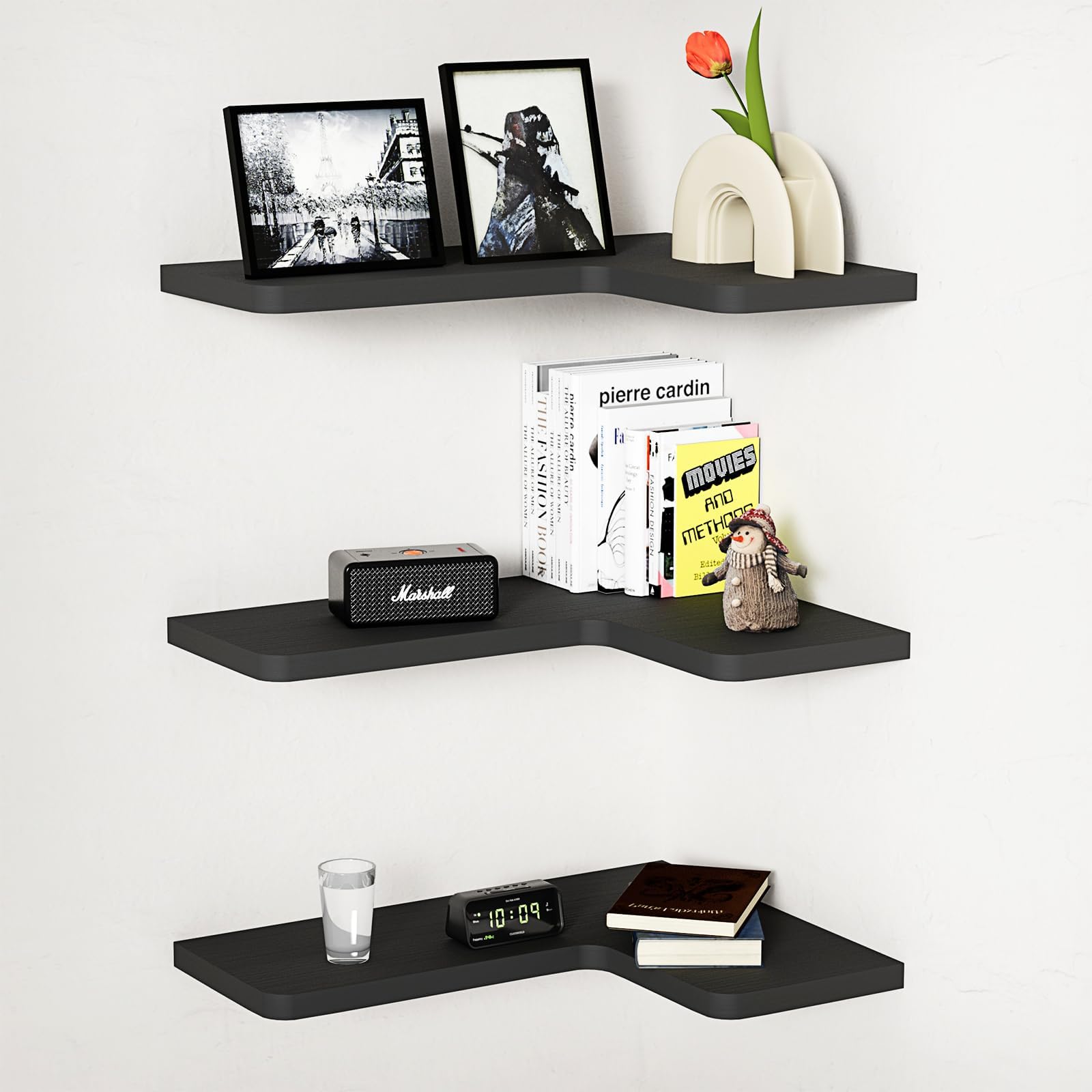 Amazon.com: Fixwal Corner Floating Shelves, Invisible Bracket Shelves ...