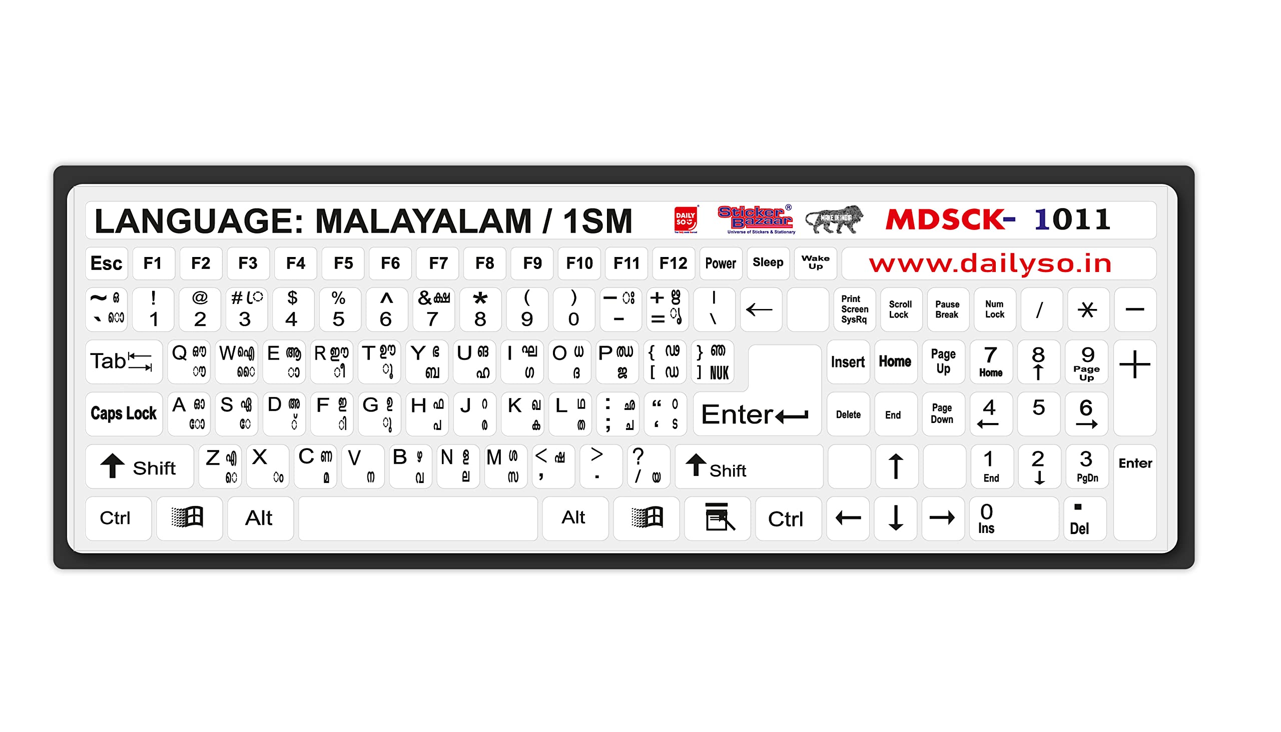 DailySo Malayalam / 1sm Keyboard Sticker Big Size Pack of 5 for ...