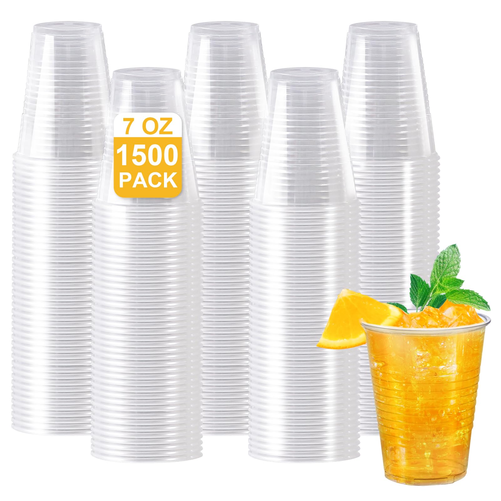 Amazon.com: SIUQ 1500 Pack 7 OZ Clear Plastic Cups, Disposable Plastic ...