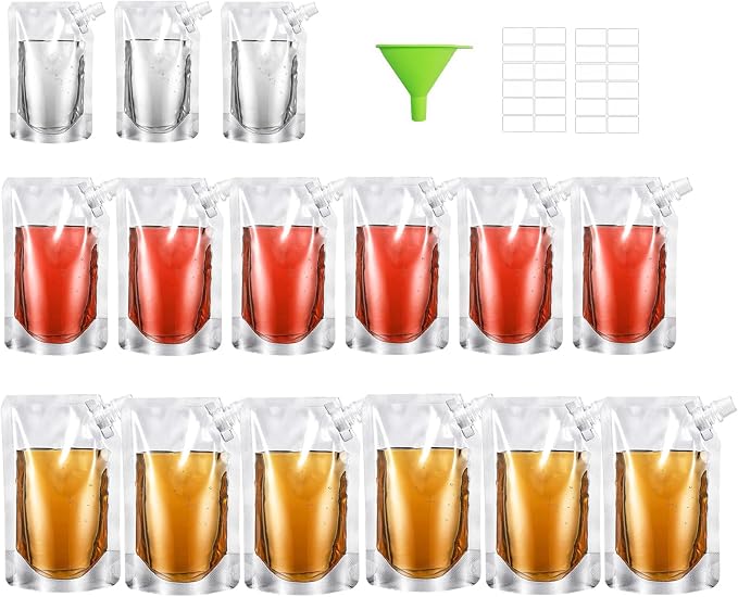 15pcs Clear Drink Pouches for Festivals Travel Plastic Drinks Flasks ...