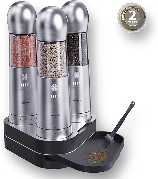 Amazon.com: COSPRO 3-in-1 Wireless Charging Electric Salt and Pepper Grinder Set, Rechargeable ...