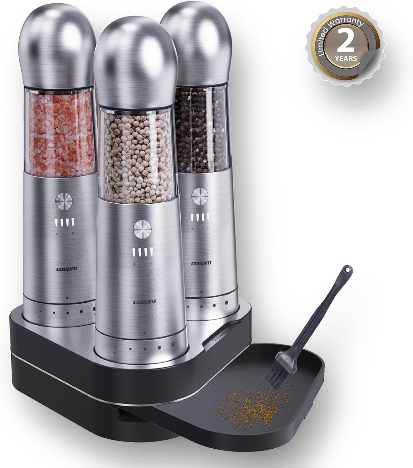 Amazon.com: COSPRO 3-in-1 Wireless Charging Electric Salt and Pepper Grinder Set, Rechargeable ...
