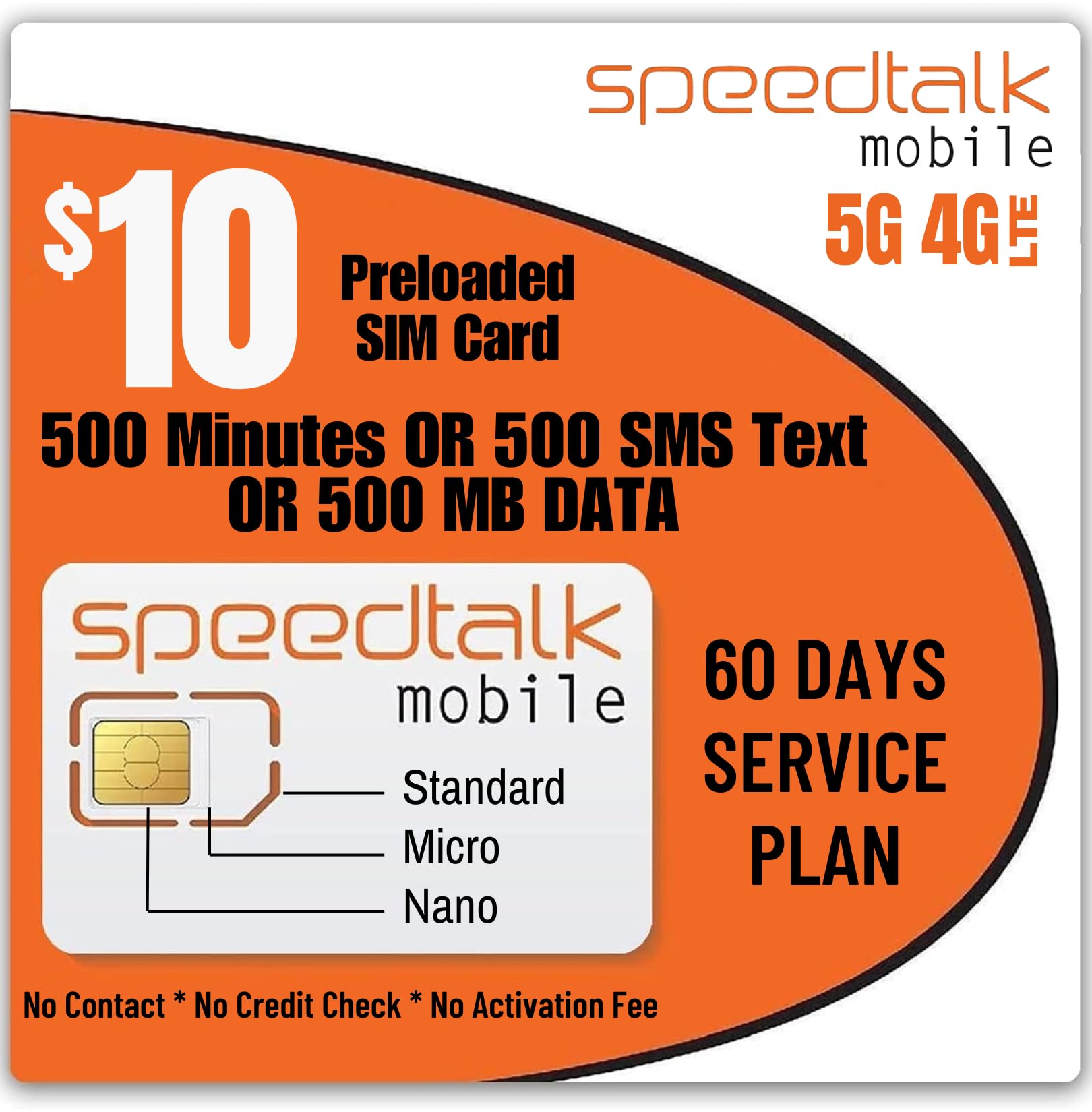 Amazon.com: SpeedTalk Mobile SIM Card Kit for Smart Phones & Cellphones ...