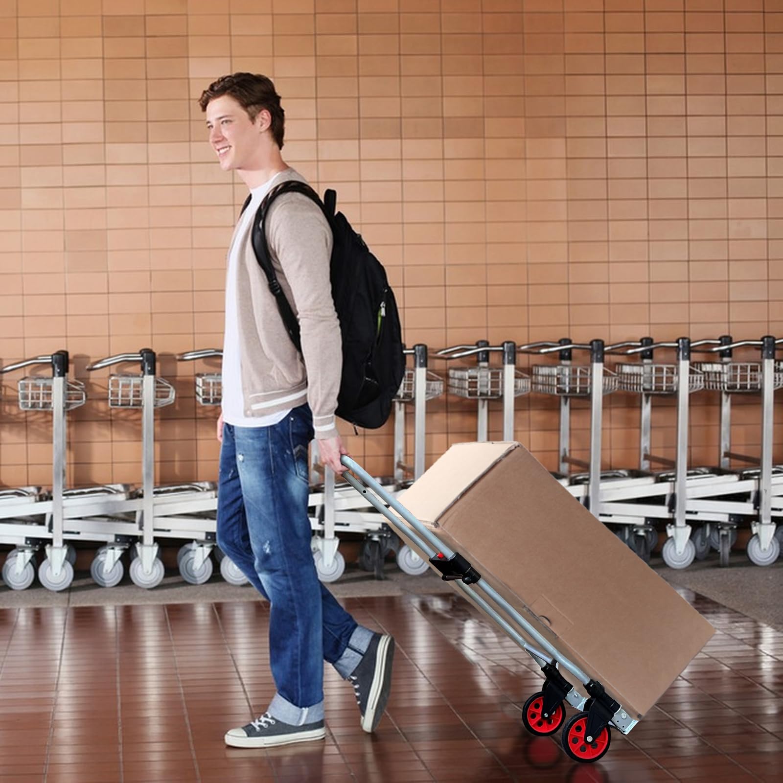 Lightweight Luggage Dolly Cart Foldable with 2 Wheels, Aluminum ...