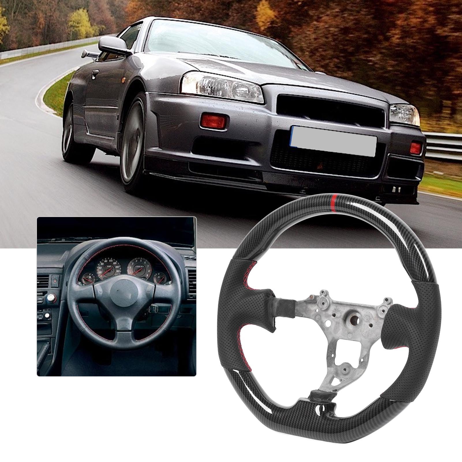 Carbon Fiber Steering Wheel Nissan Skyline R34 Handcrafted Carbon Fiber ...