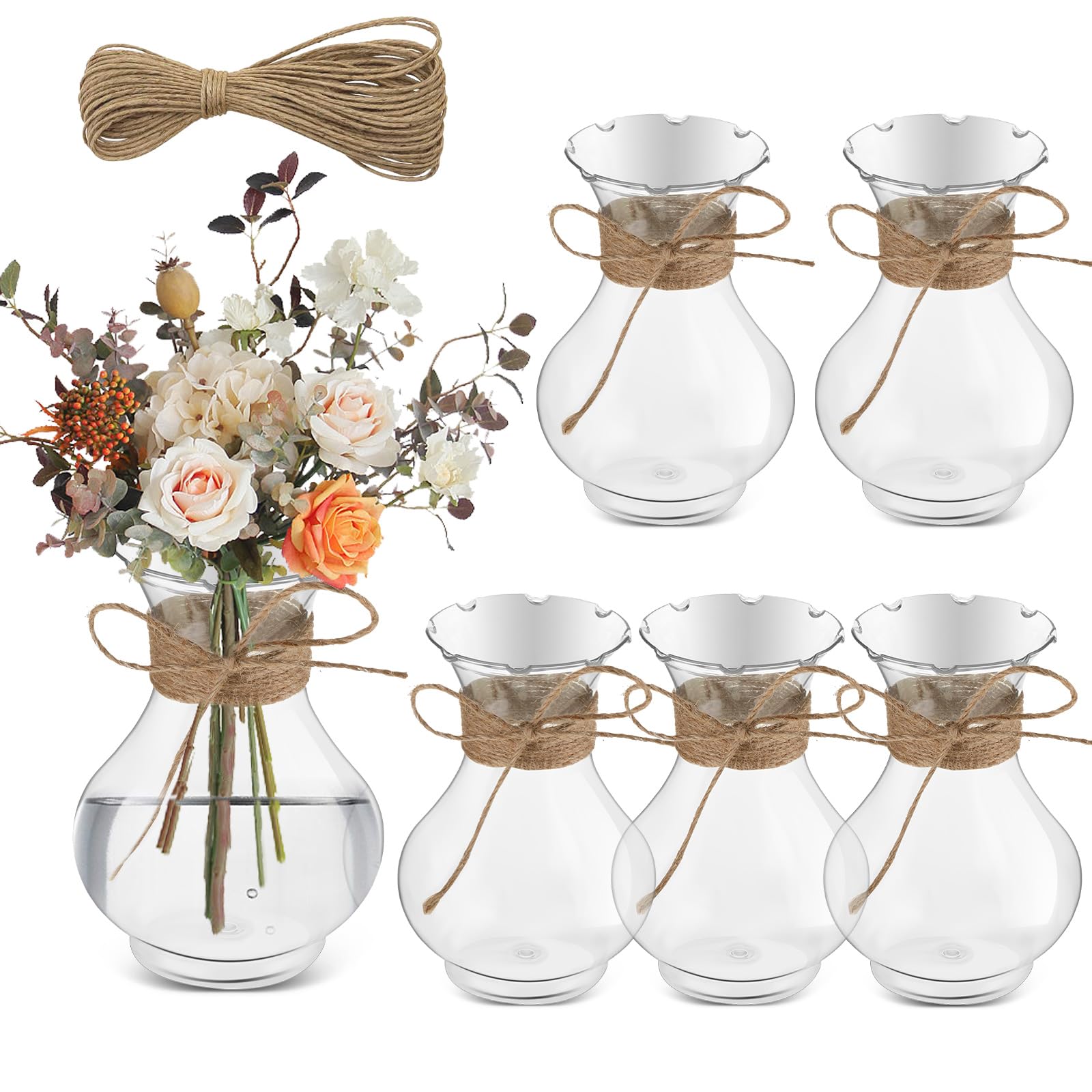 Amazon.com: Bokon 5.7" Plastic Small Vases for Centerpieces, Plastic ...