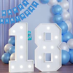 Amazon.com: 3FT 18 Marquee Numbers, 18 Light up Numbers for Party, 18th ...