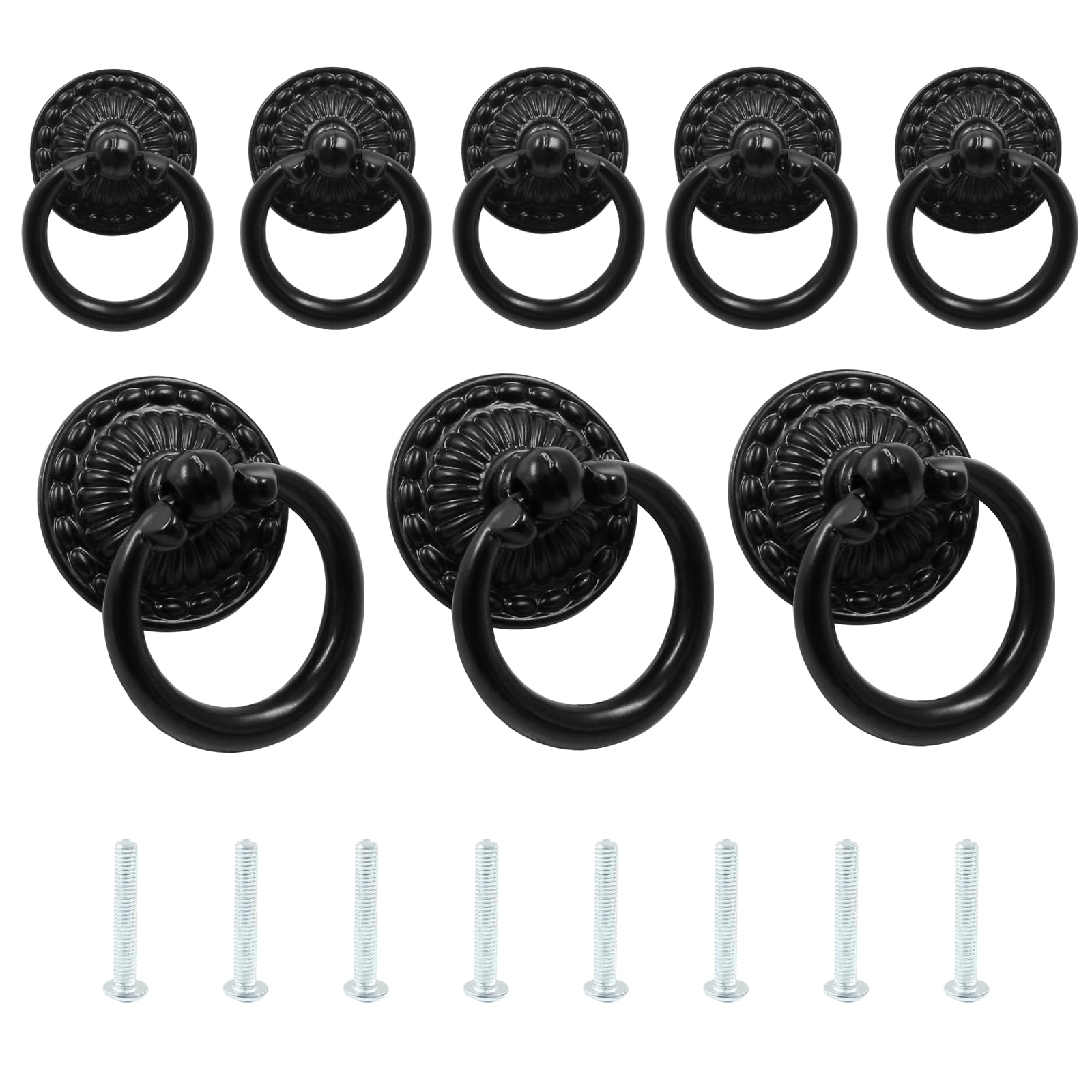 Cionyce 8 Pack Vintage Bronze Drop Ring Knobs Hardware Furniture Drawer ...